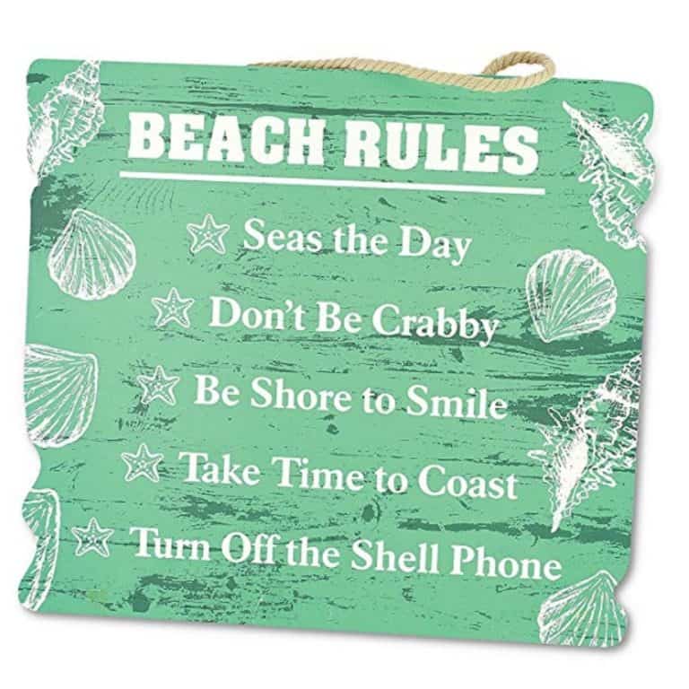Wooden Style Beach Rules Sign - Coastal Cheryl